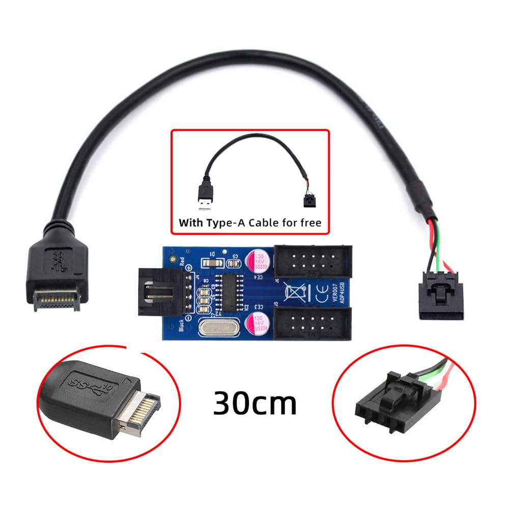 JUJHGRF-USB 3.1 Type-E Front Panel Header to 4pin IDC Housing USB Type ...