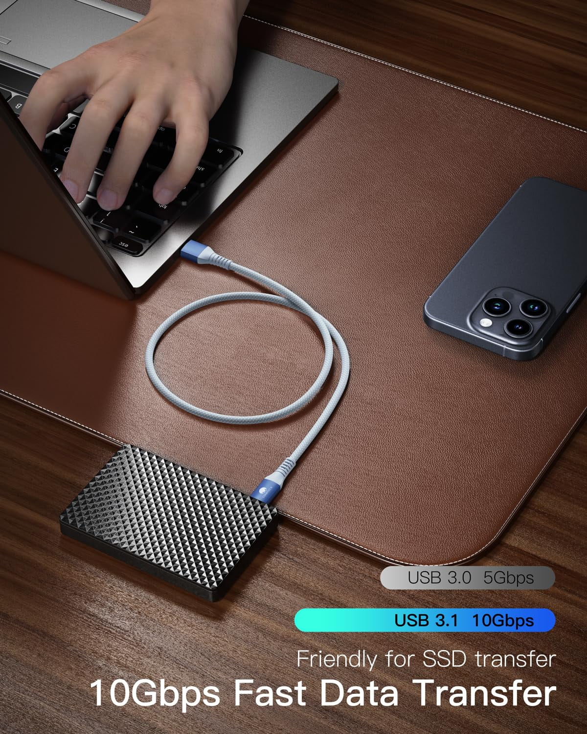 JUJHGRF-USB C Charger Cable [2ft, 2-Pack] 10Gbps USB 3.1 Gen 2 USB-A to ...