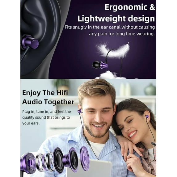 JUJHGRF-USB C Headphones for iPad A16 11 10 Noise Canceling in-Ear ...