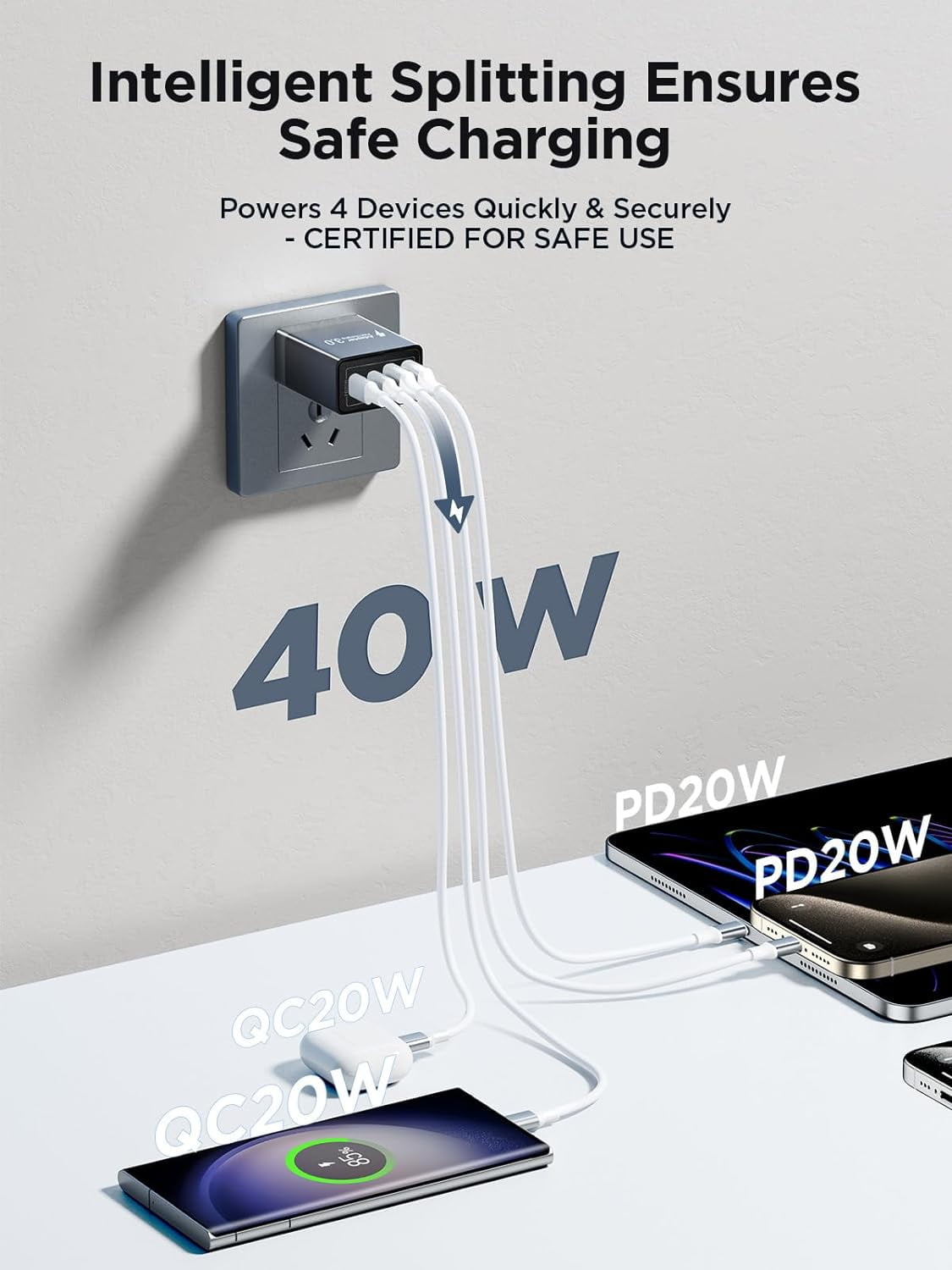 JUJHGRF-USB C Wall Charger Block, 40W USB C Charger Block QC Wall Plug ...