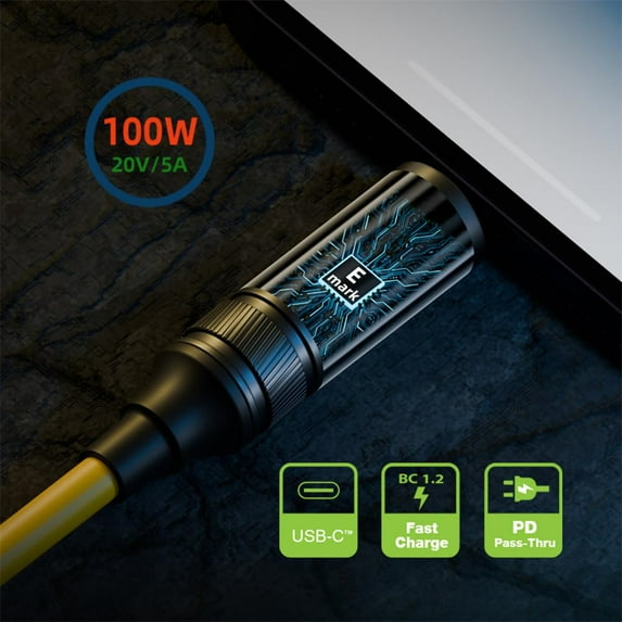 JUJHGRF-USB-C to USB C 100W 20Gbps Power & Data Cable with Smart LED ...