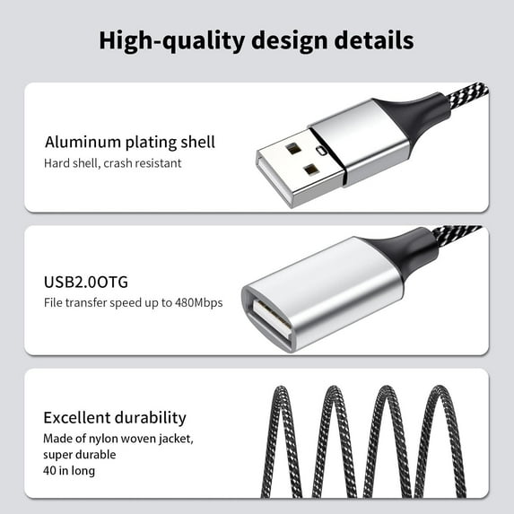 JUJHGRF-USB Splitter 1 in 2 Out, USBA Male to 2 Female USB Extension ...