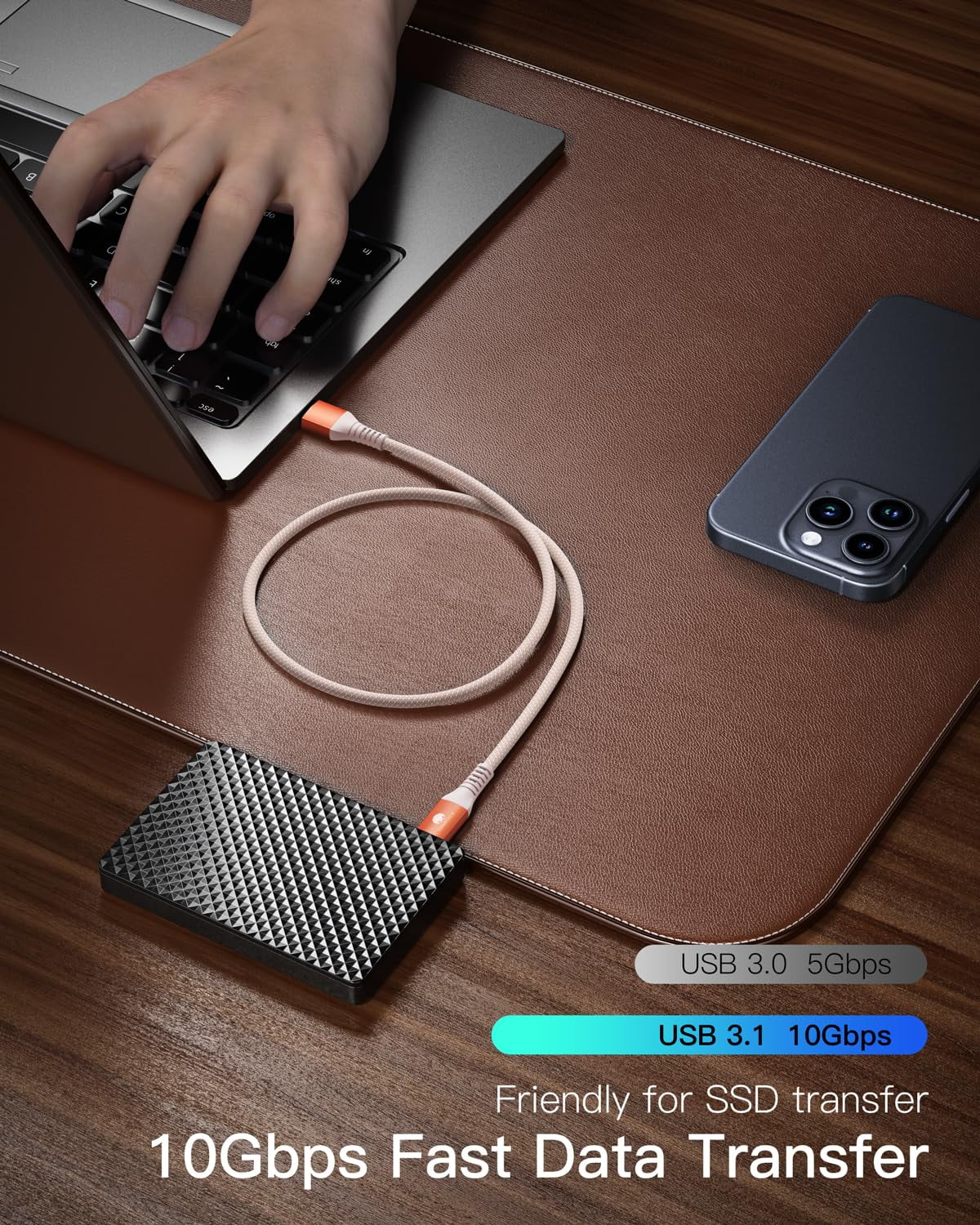 JUJHGRF-USB to USB C Cable [2ft, 2-Pack] 10Gbps USB 3.1 Gen 2 USB A to ...