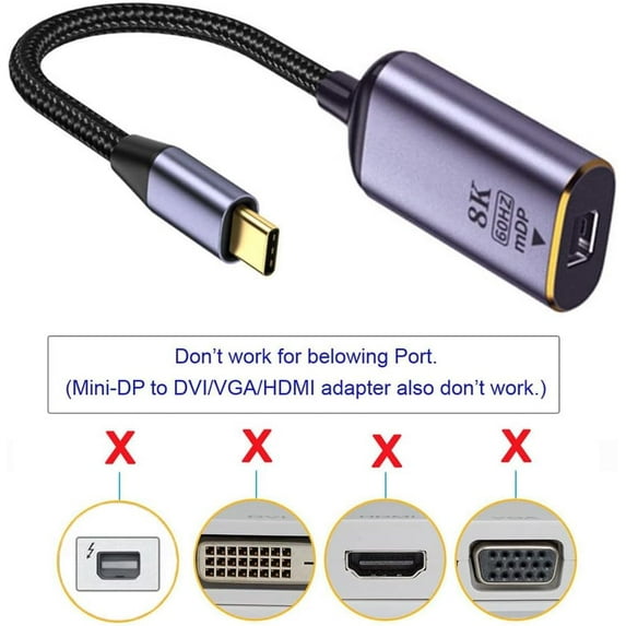 JUJHGRF-USB4 USB-C Type-C Source to Mini Displayport Mini-DP Female ...