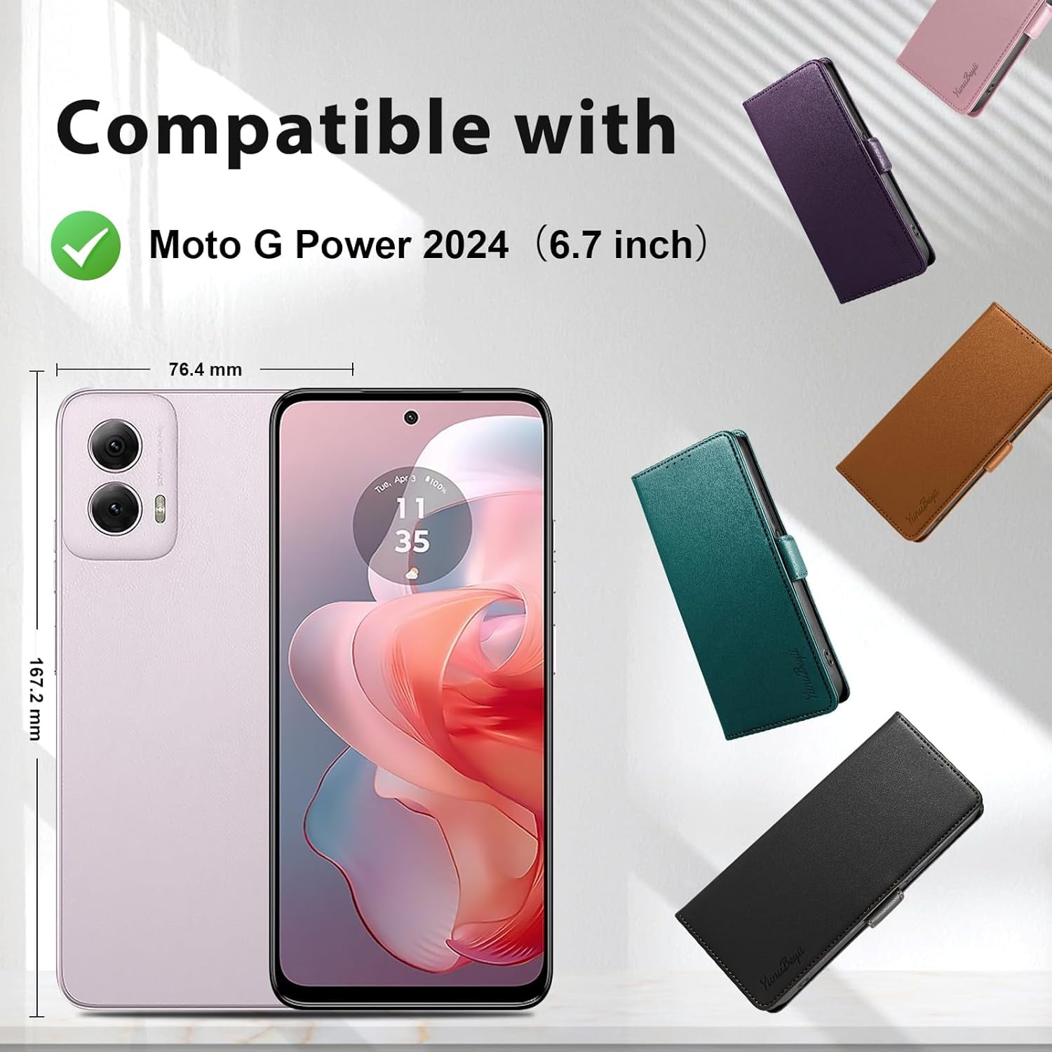 JUJHGRF-Wallet Flip Case for Moto G Power (2024) - [RFID Blocking ...