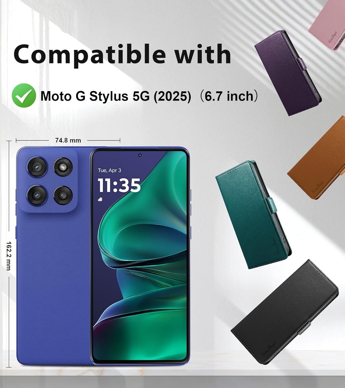 JUJHGRF-Wallet Flip Case for Moto G Stylus 5G (2025) - [RFID Blocking ...