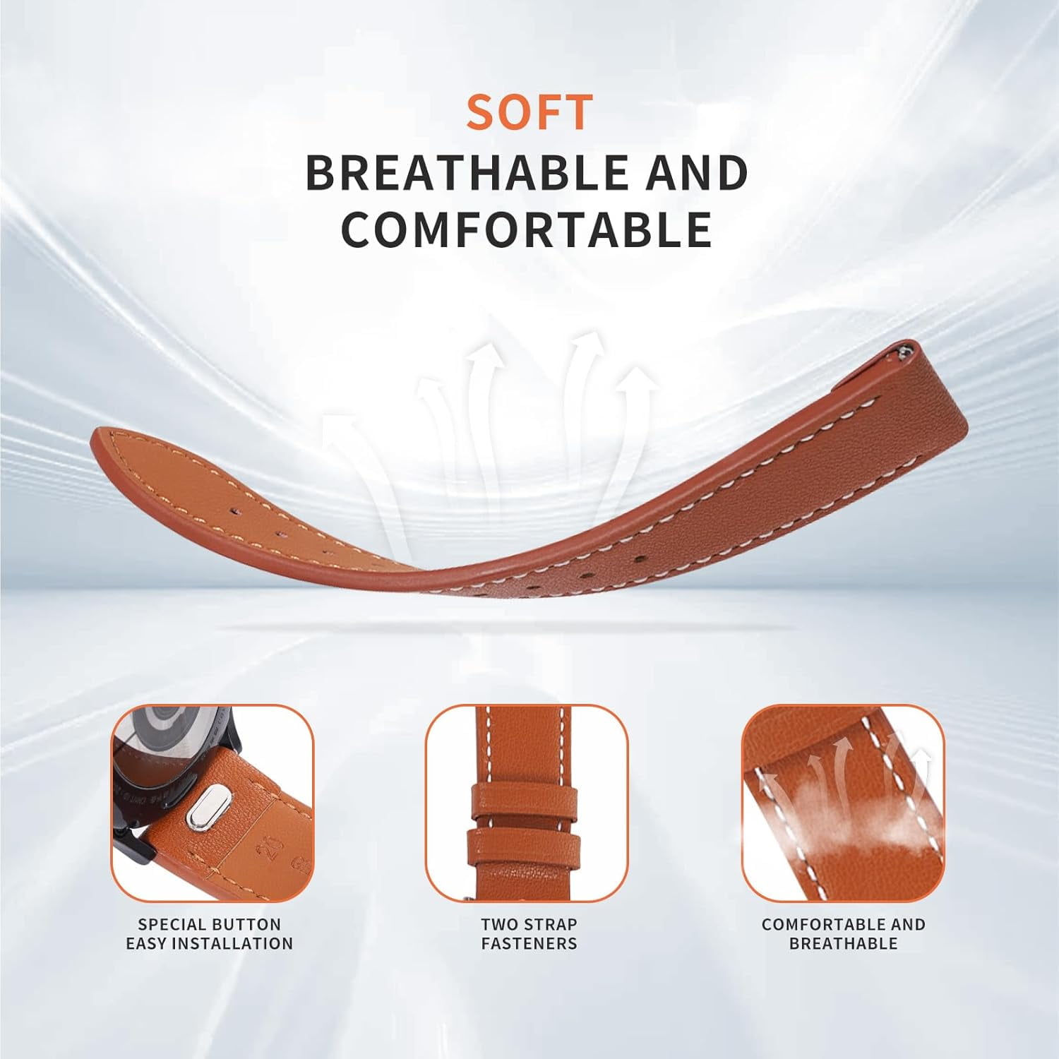 JUJHGRF-Watch Band, Quick Release Leather Watch Strap for Men Women ...