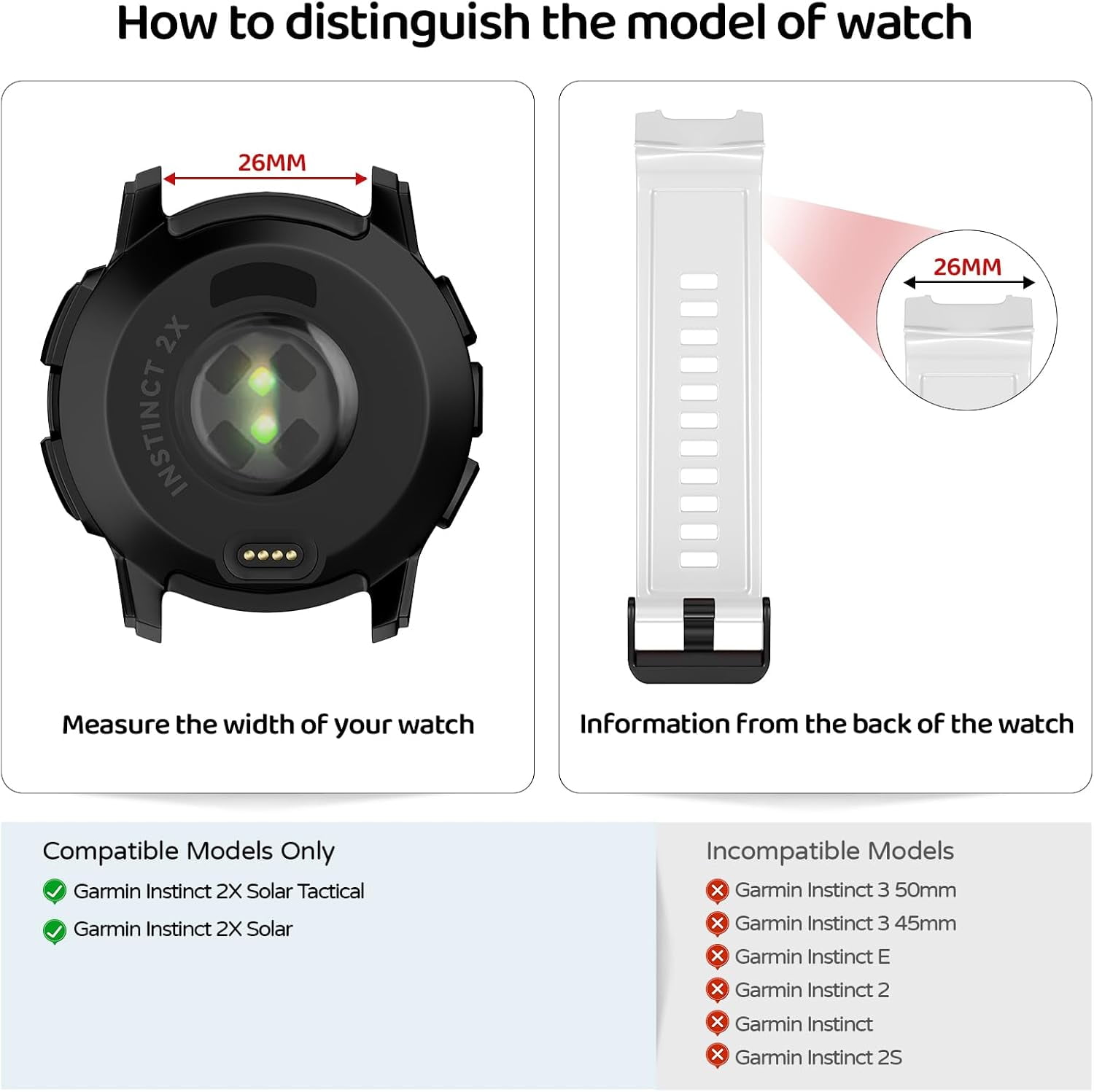 JUJHGRF-Watch Band for Garmin Instinct 2X Solar Tactica/Instinct 2X ...