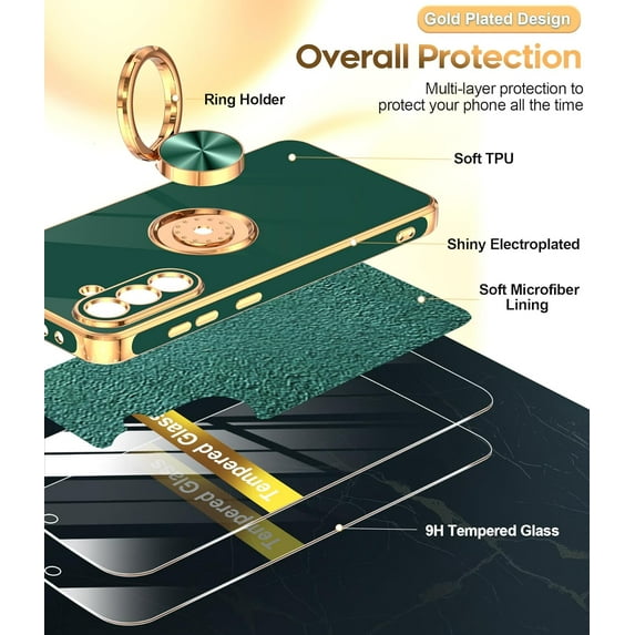 JUJHGRF-for Galaxy A36 5G Case: with 2 Pack Tempered Glass Screen ...