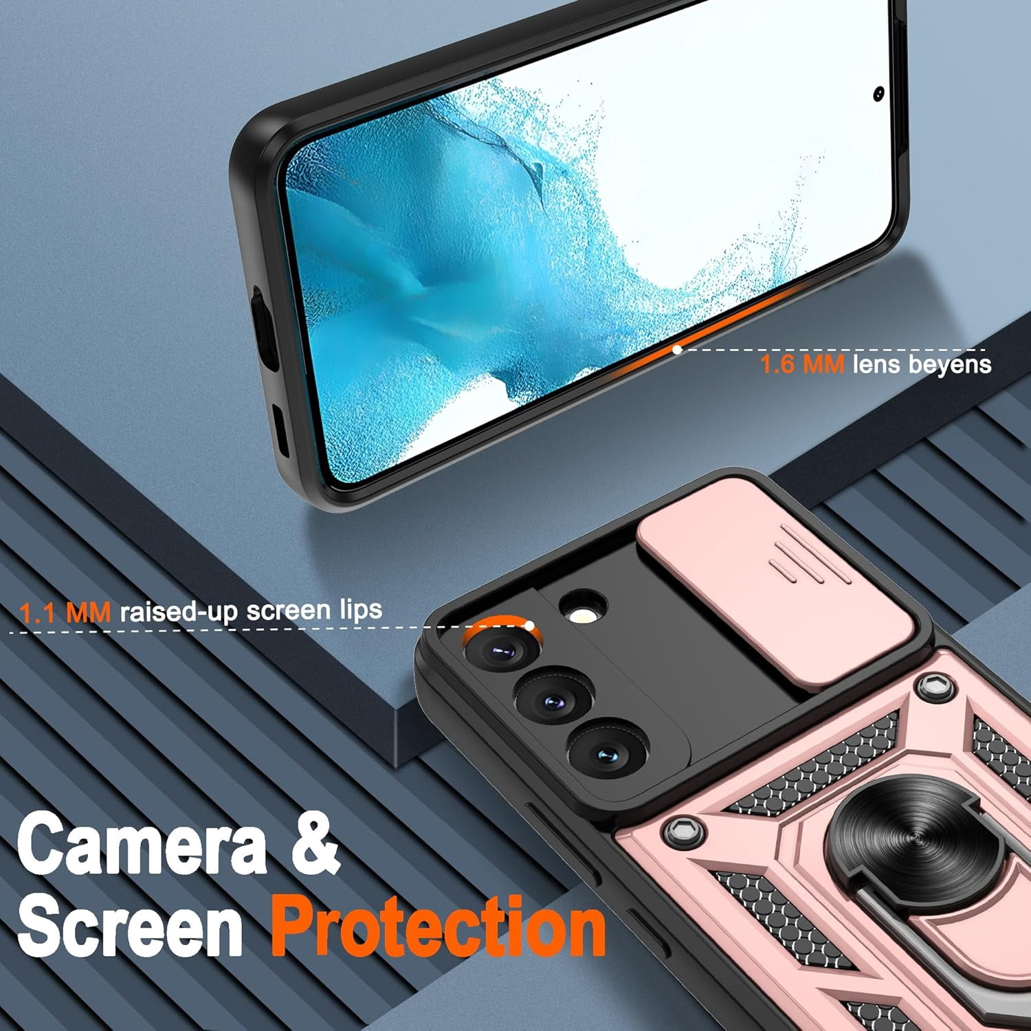 JUJHGRF-for Galaxy S22 Case with (2 Pcs) HD Screen Protector, Heavy ...