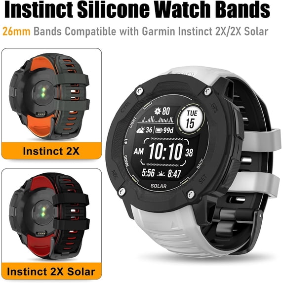 JUJHGRF-for Garmin Instinct 2X Band, Soft Silicone Replacement Watch ...
