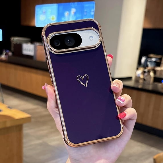 JUJHGRF-for Google Pixel 8A Case,Cute Plating Edge Love Hearts Pattern ...