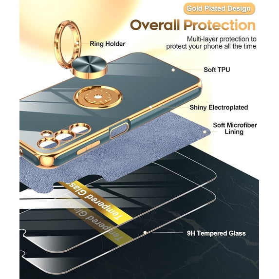 JUJHGRF-for Samsung Galaxy A14 5G Case with Tempered Glass Screen ...