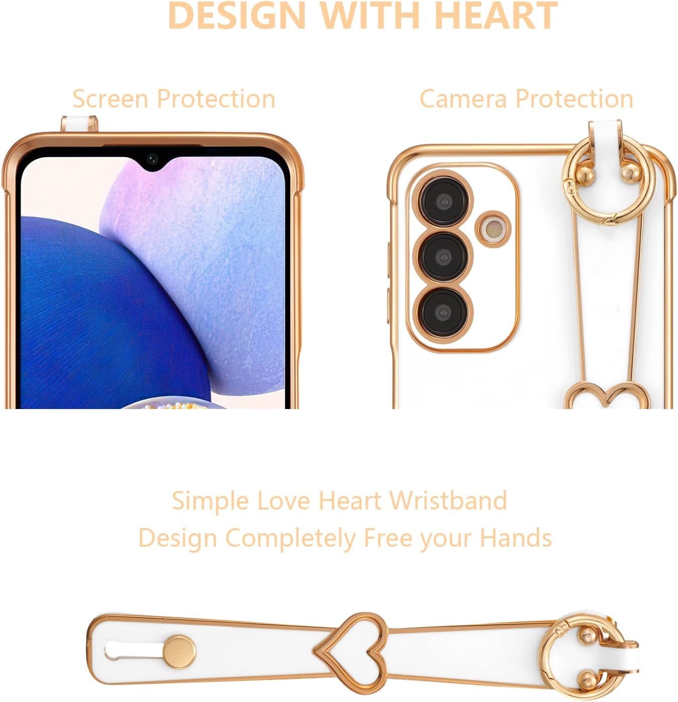 JUJHGRF-for Samsung Galaxy A15 5G Case with Wrist Strap,Luxury Cute ...