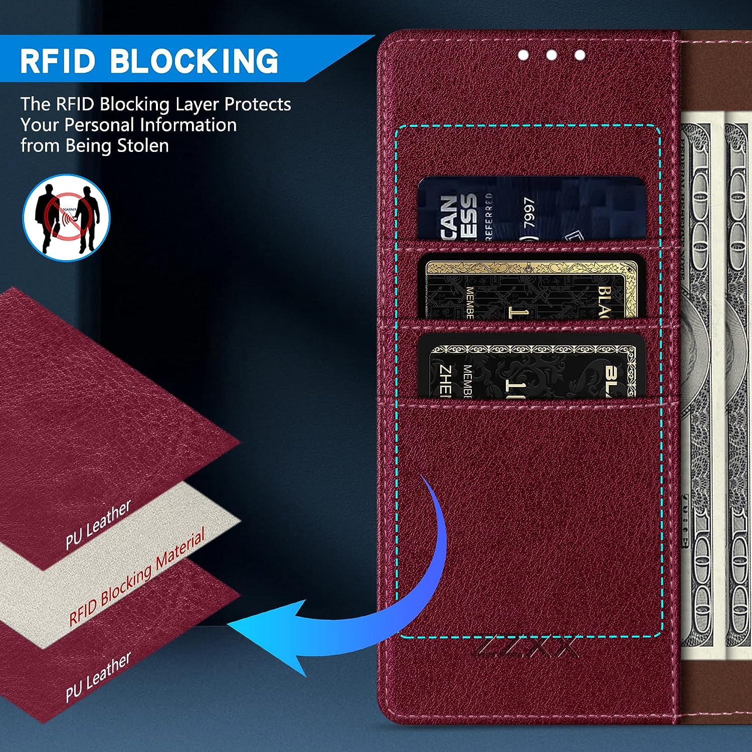 JUJHGRF-for Samsung Galaxy A15 5G Wallet Case with [RFID Blocking] Card ...