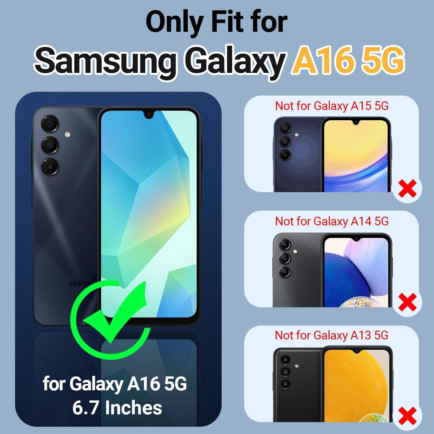 JUJHGRF-for Samsung Galaxy A16 5G Case with 2 Pack Tempered Glass ...