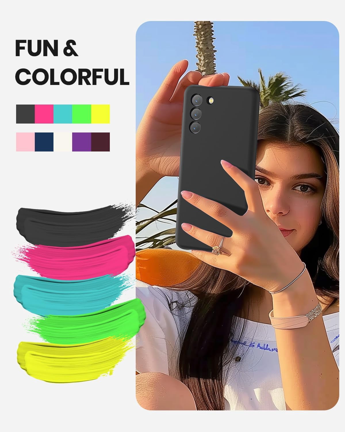 JUJHGRF-for Samsung Galaxy S21 Case Liquid Silicone, Slim Fit Thin Soft ...