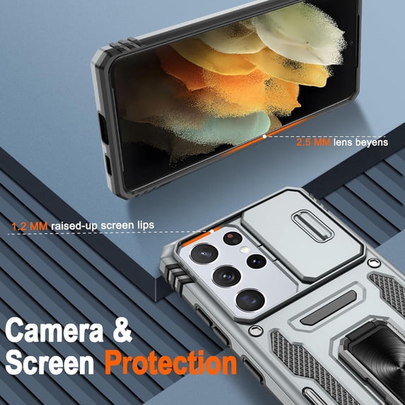 JUJHGRF-for Samsung Galaxy S21 Ultra Case with [2 Pack] HD Screen ...