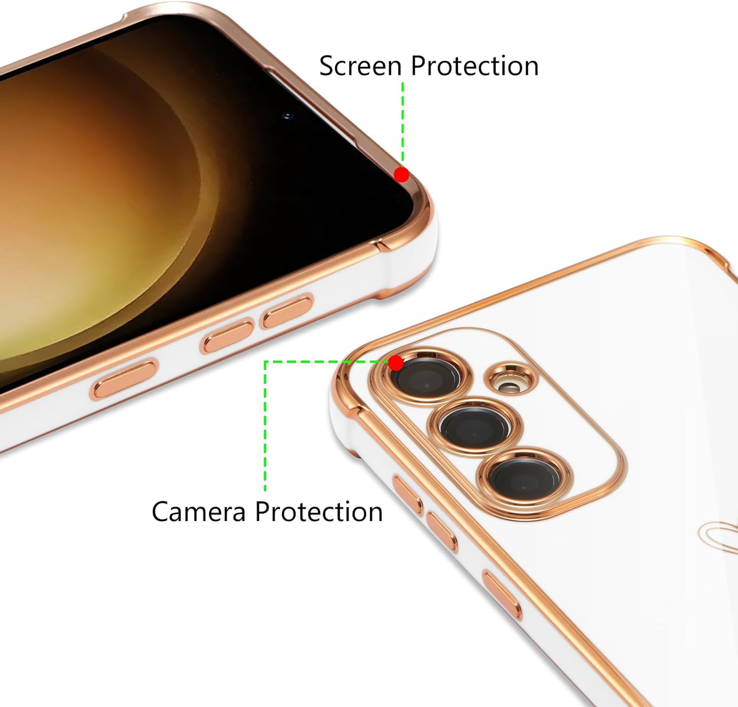 JUJHGRF-for Samsung Galaxy S23 FE 5G Case, Cute Plating Edge Love ...