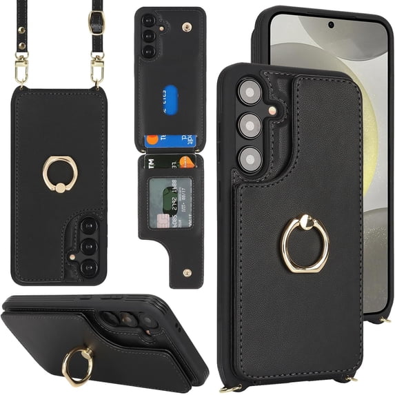 JUJHGRF-for Samsung Galaxy S24 Case with Card Holder and Strap for ...