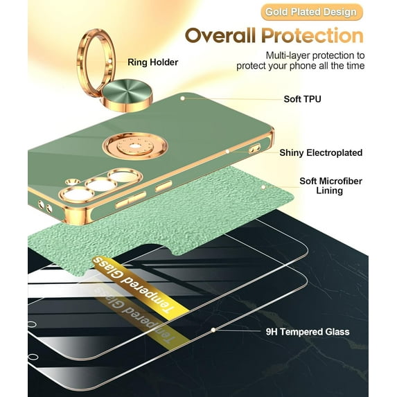 JUJHGRF-for Samsung Galaxy S24-FE Case: with 2 Pack Tempered Glass ...