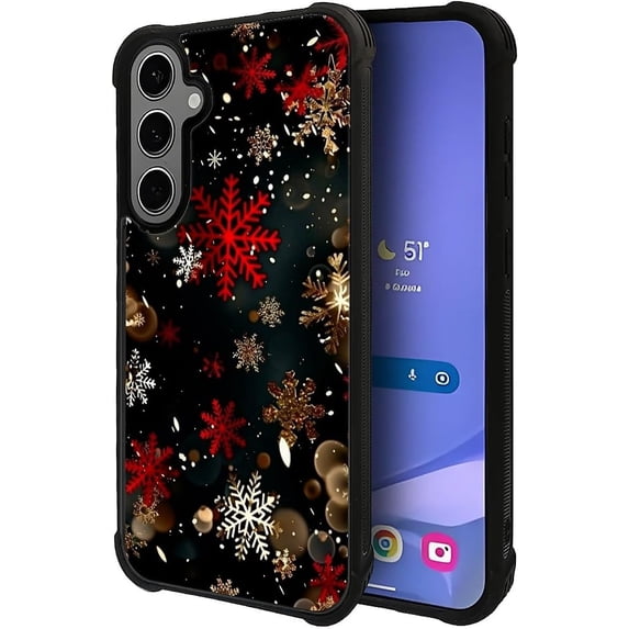 JUJHGRF-for Samsung Galaxy S24 S25 Plus Case, Shiny Red Snowflake ...