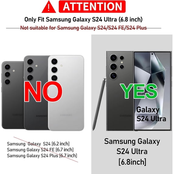 JUJHGRF-for Samsung Galaxy S24 Ultra Case with 2-Pack HD Screen ...