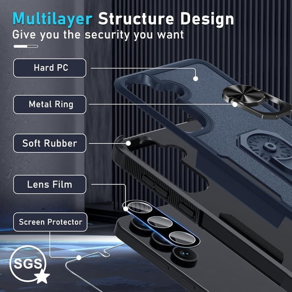 JUJHGRF-for Samsung Galaxy S25 FE Case with Screen Protector+Camera ...