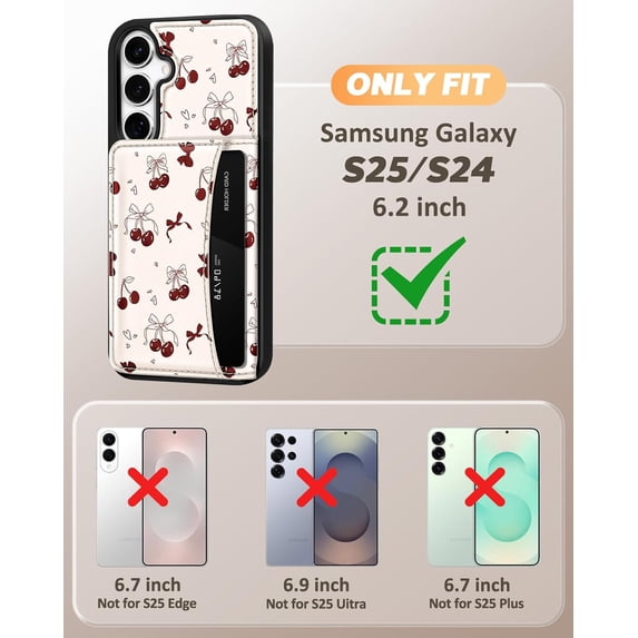 JUJHGRF-for Samsung Galaxy S25/S24 Case with Wallet - Fits 4 Card ...