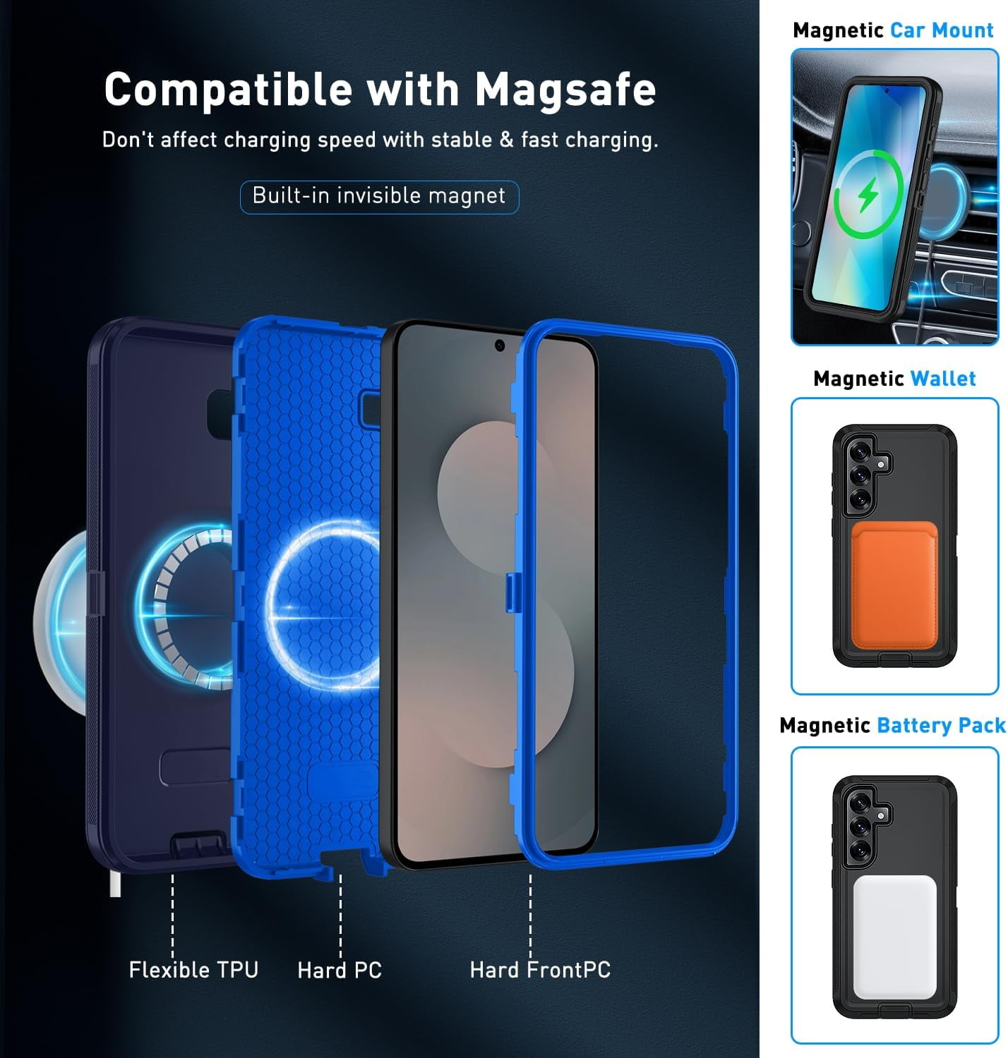 JUJHGRF-for Samsung Galaxy S25 fe Case, S25 fe Heavy Duty Magnetic case ...
