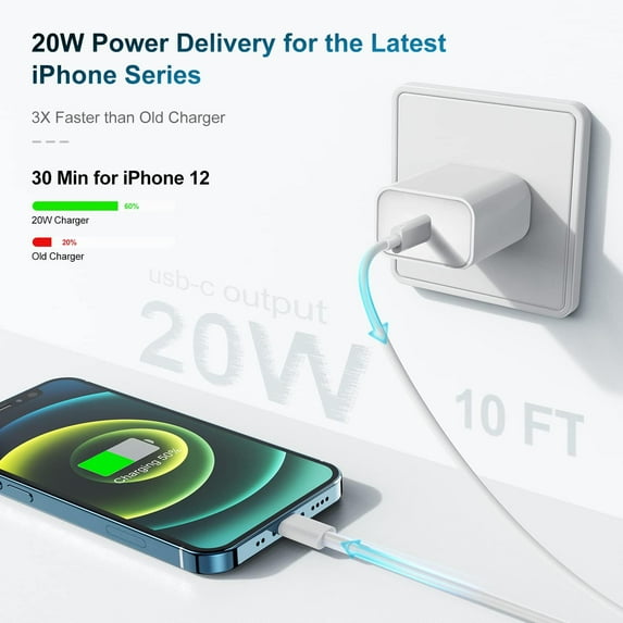 JUJHGRF-for iPhone Charger Fast Charging 10 FT, Long USB C to Lighting ...