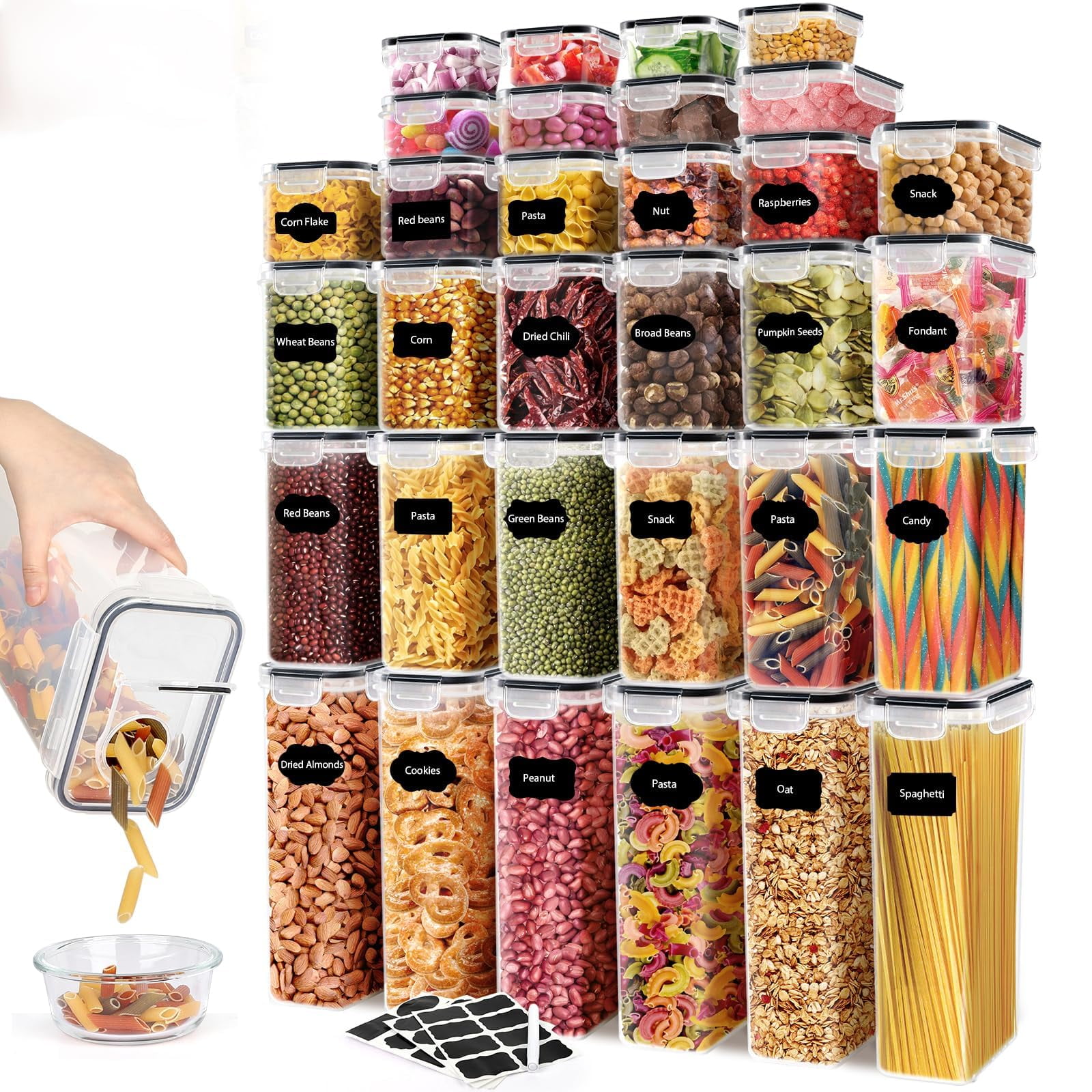 JUJOJB 68 PCS Airtight Food Storage Containers With Lids BPA Free,2 ...