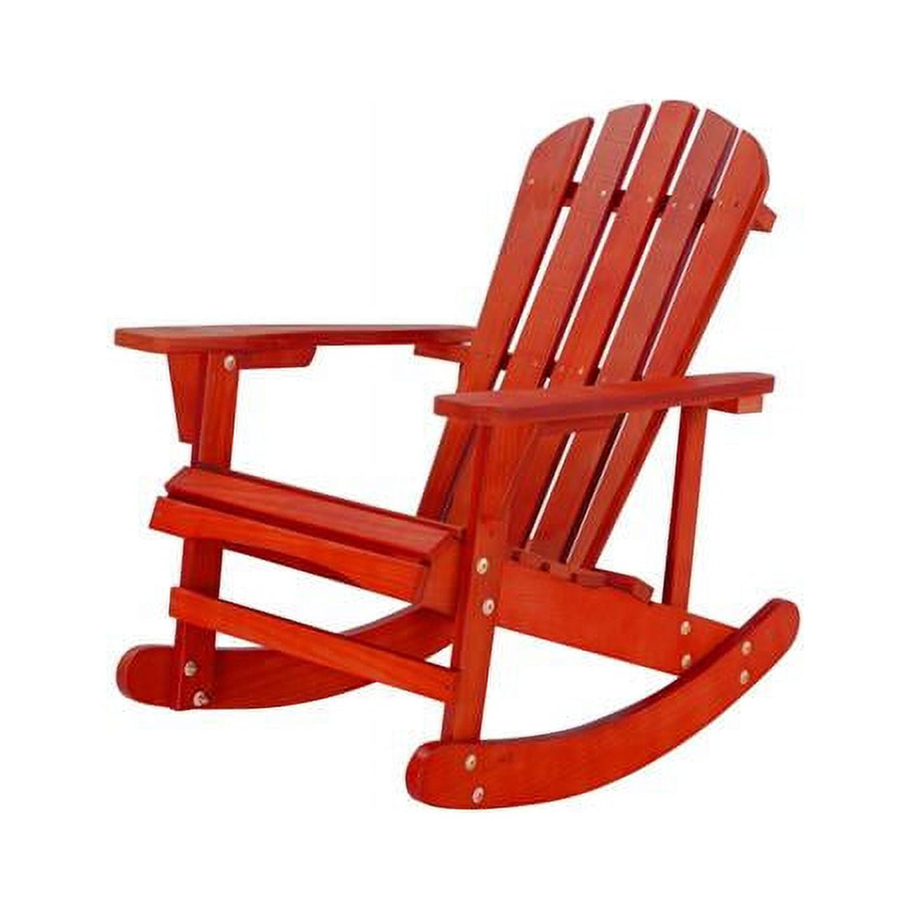 JUL HOME Solid Wood Adirondack Rocking Chair, Red, 27.5x34.25x34.5 In ...