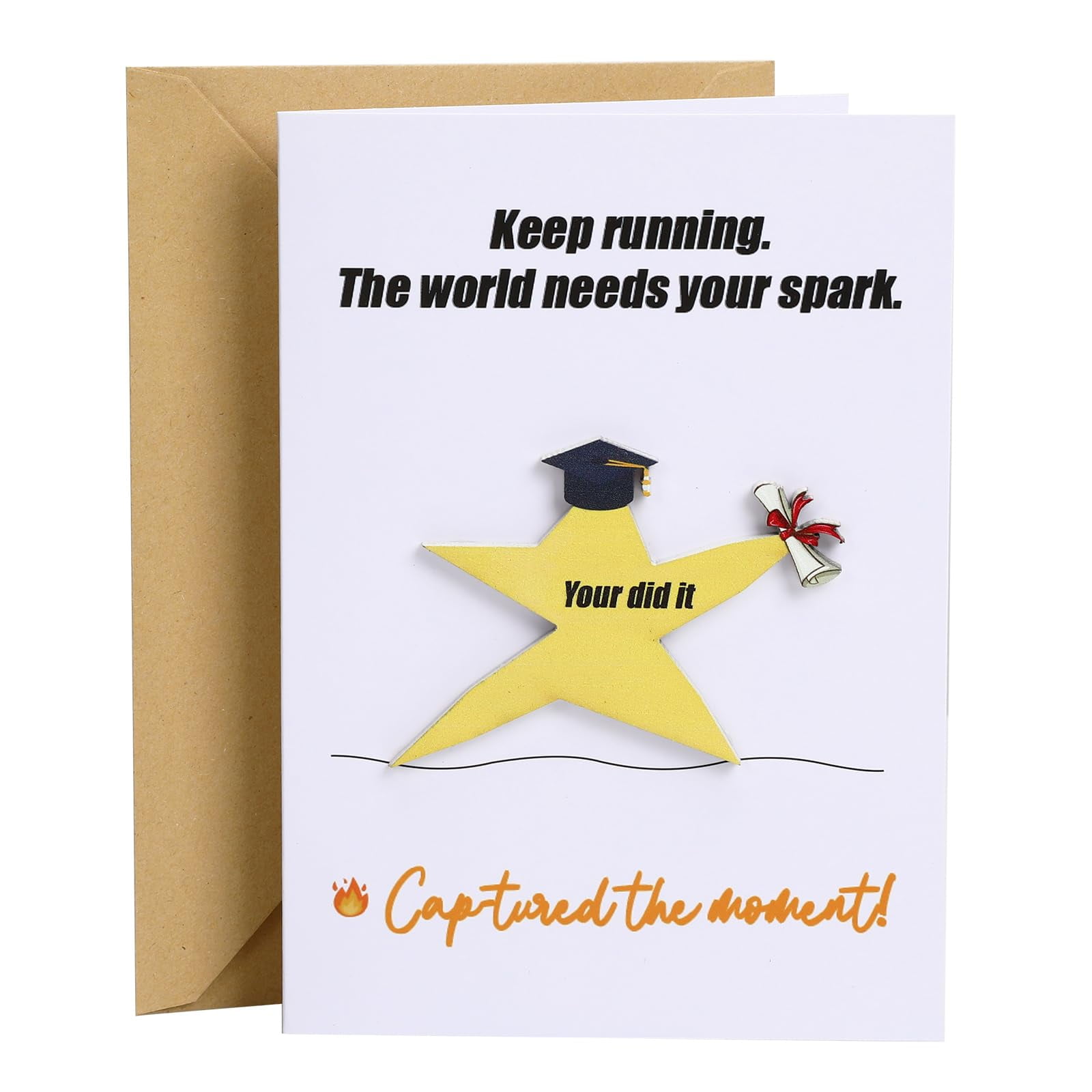 JULEASEL 2025 Graduation Cards Inspirational Wooden Running Star ...