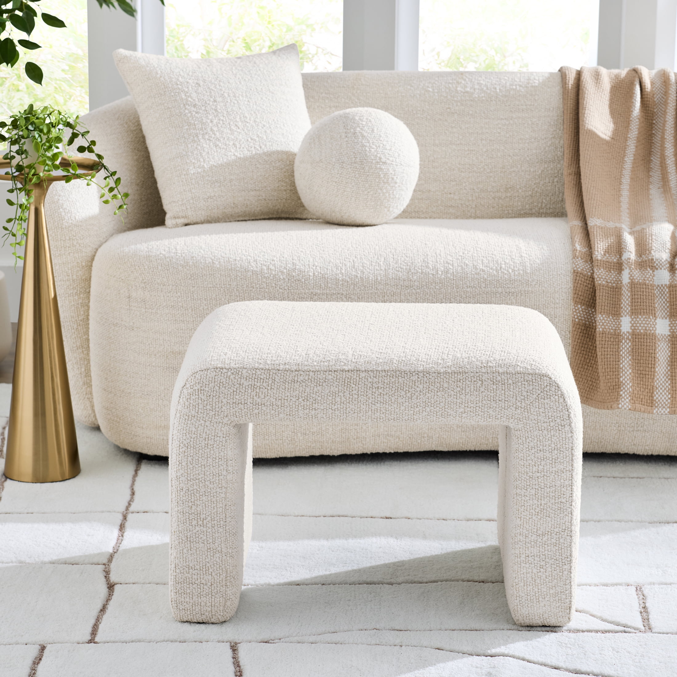 Better Homes & Gardens Juliet Waterfall Boucle Ottoman, Ivory - Walmart.com