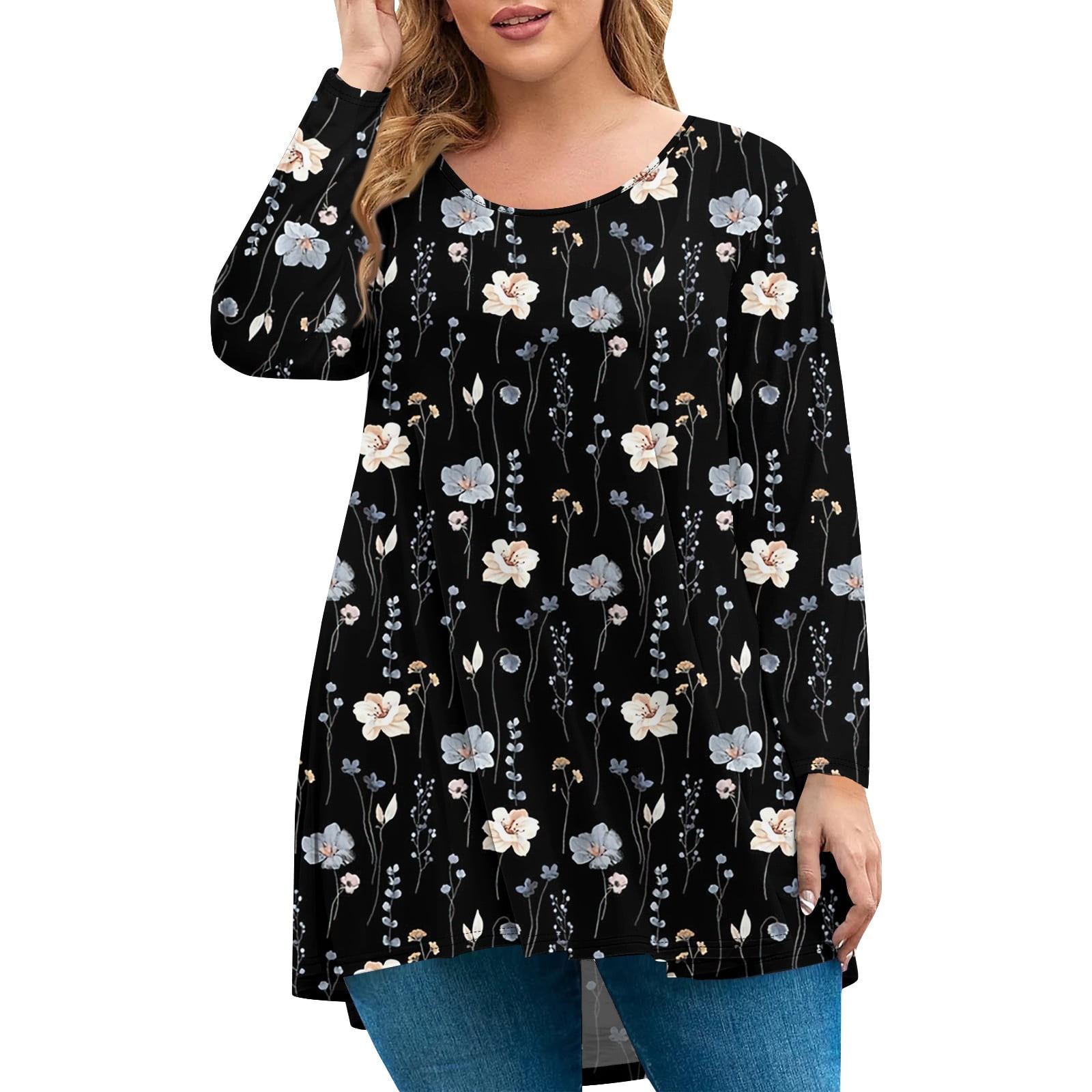 JULMCOMO 2024 Plus Size Shirts for Women 4x-5x Long Sleeve Crew Neck ...