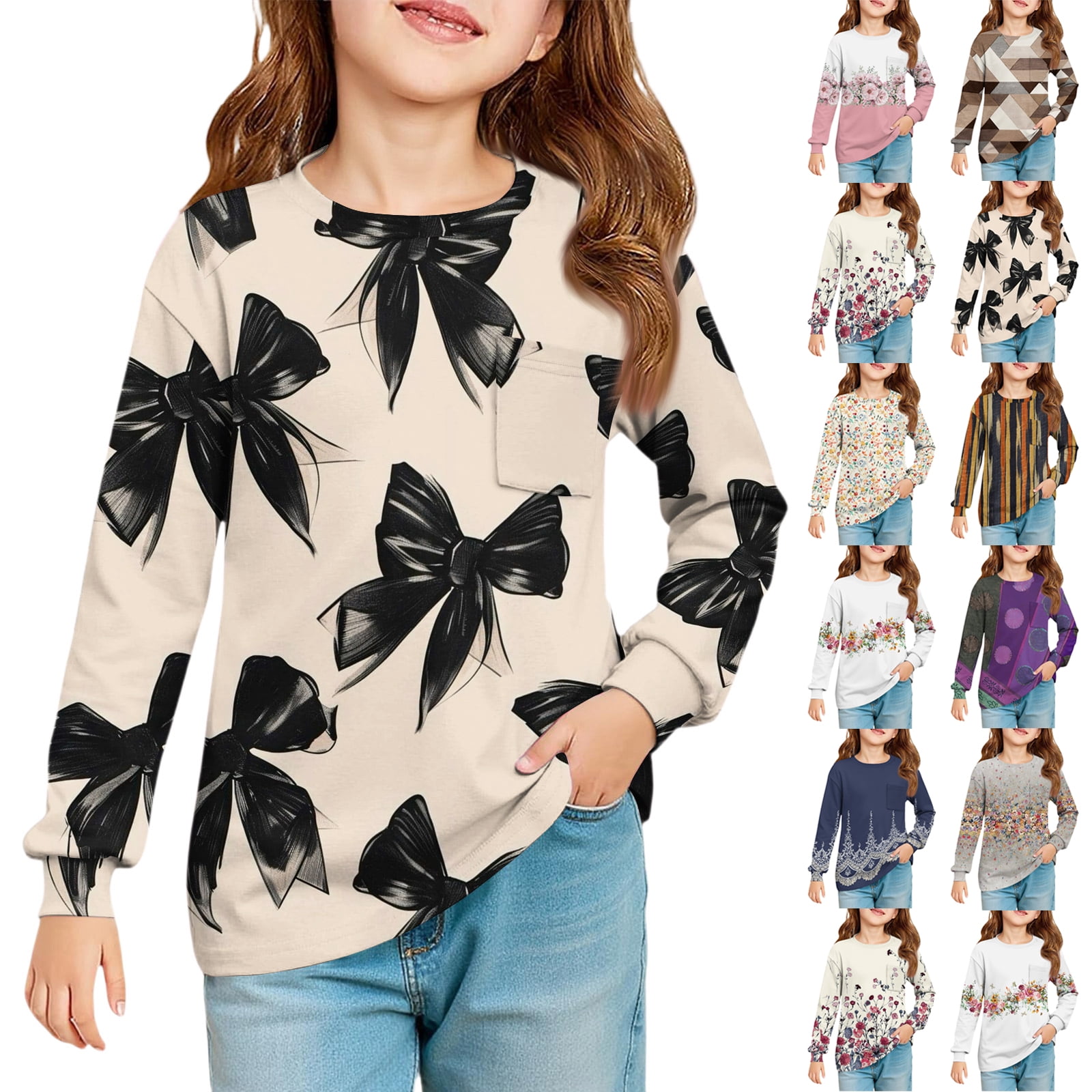 JULMCOMO 2025 BACK TO SCHOOL Girls Fall Long Sleeve Shirt Trendy Basic ...