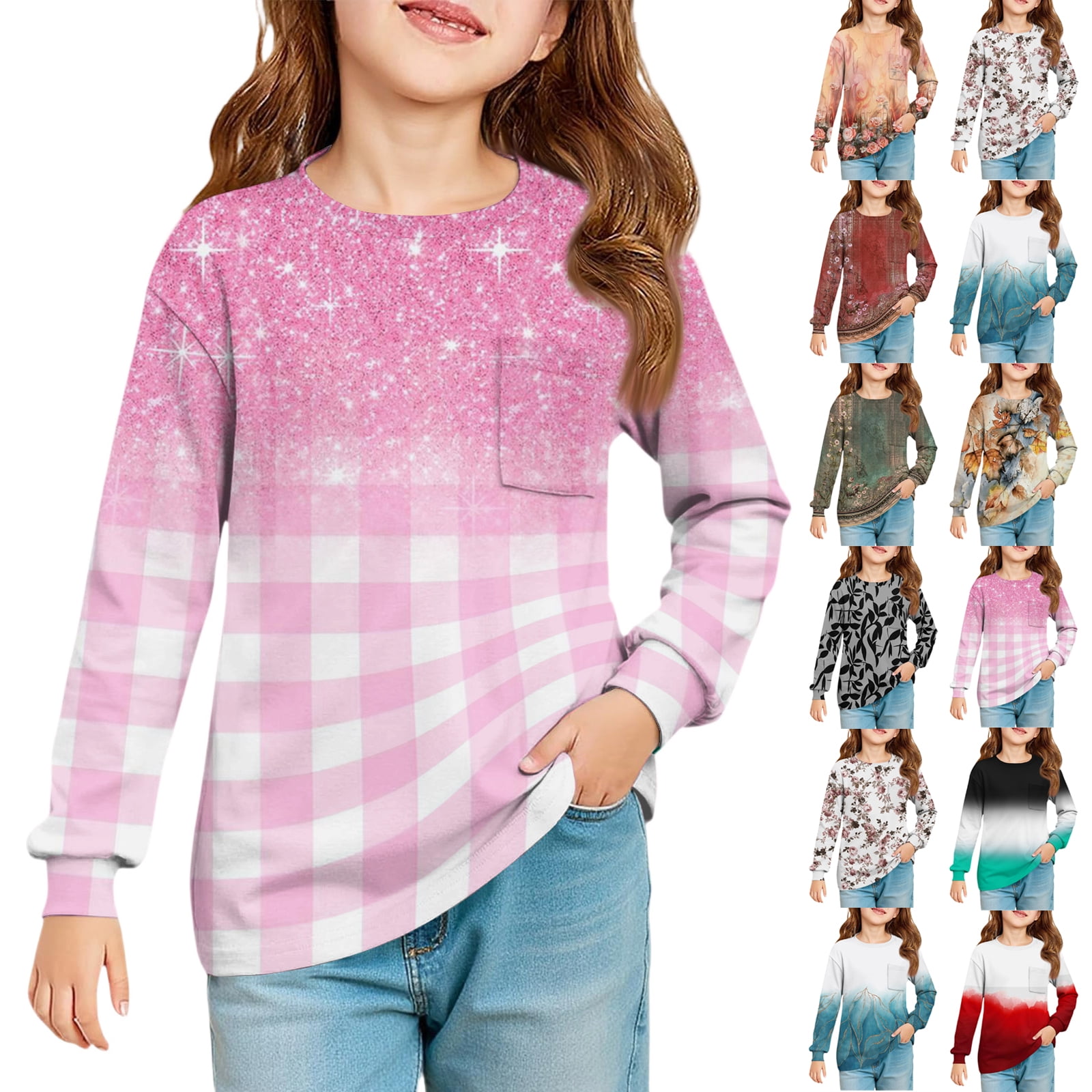 JULMCOMO 2025 BACK TO SCHOOL Girls Long Sleeve Shirts Black Girls Tops ...