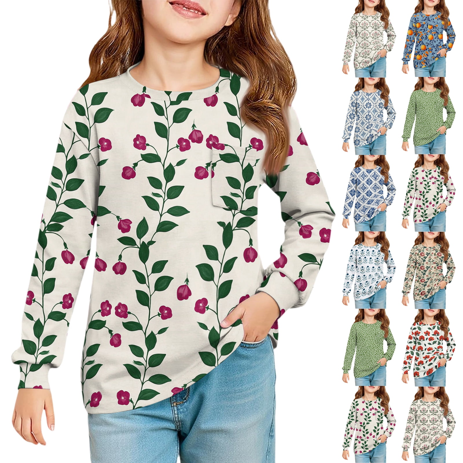 JULMCOMO 2025 BACK TO SCHOOL Girls Long Sleeve Shirts Size 1-2 Years ...