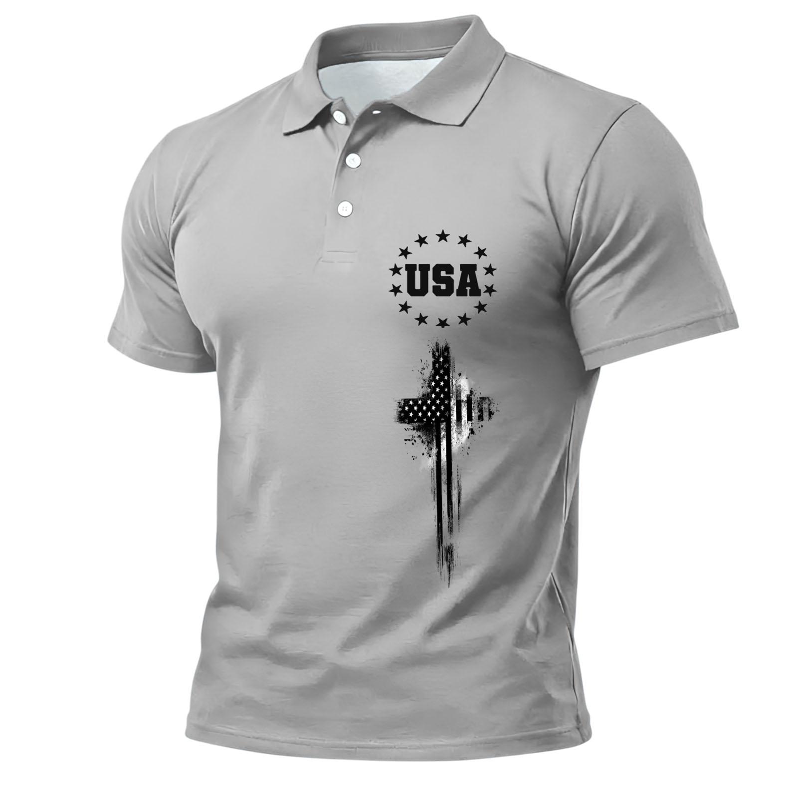 JULMCOMO 4th of July Polo Shirts for Men Red White Blue Short Sleeve ...
