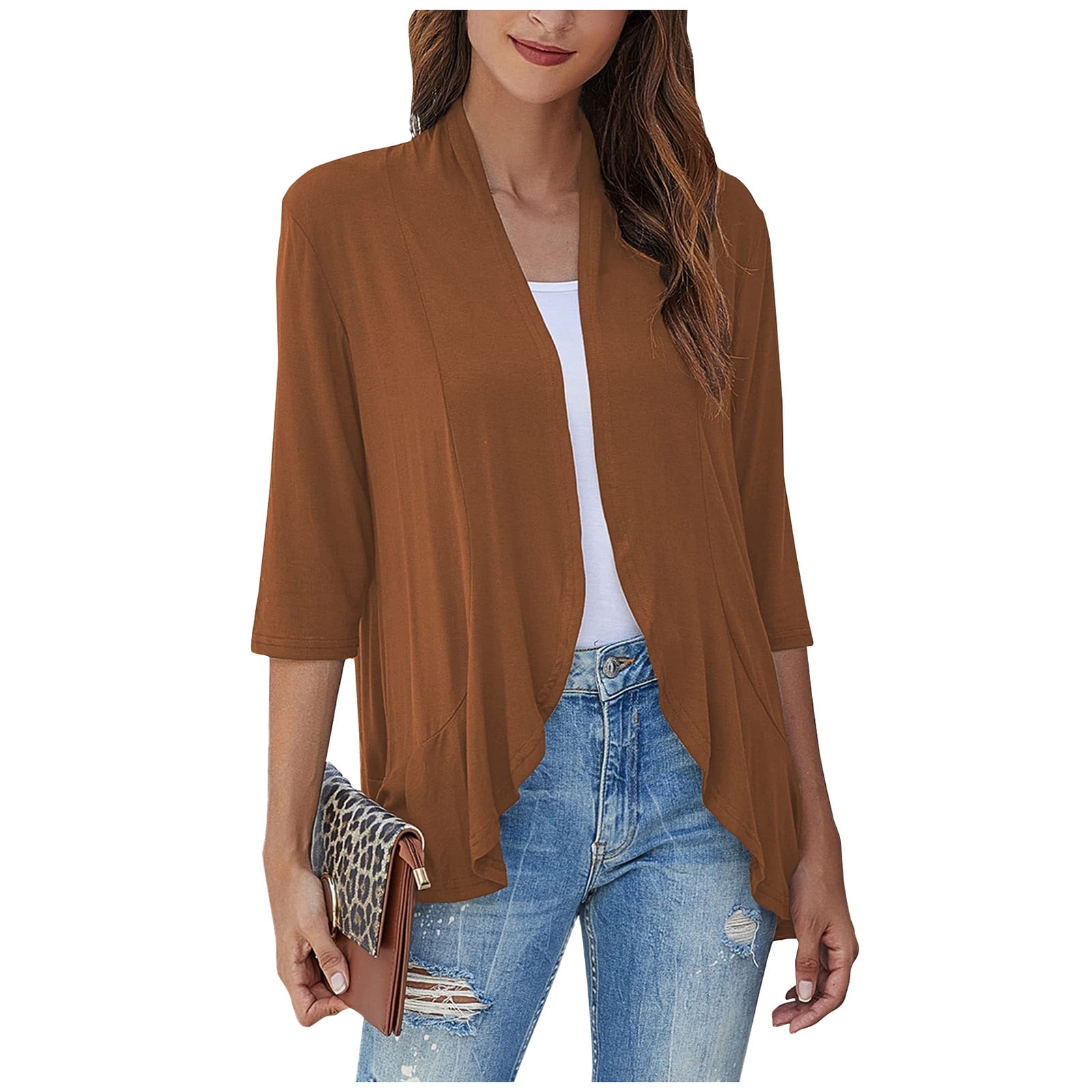 JULMCOMO 4x Plus Size Summer Cardigan 3/4 Sleeve Light Weight Cardigan ...