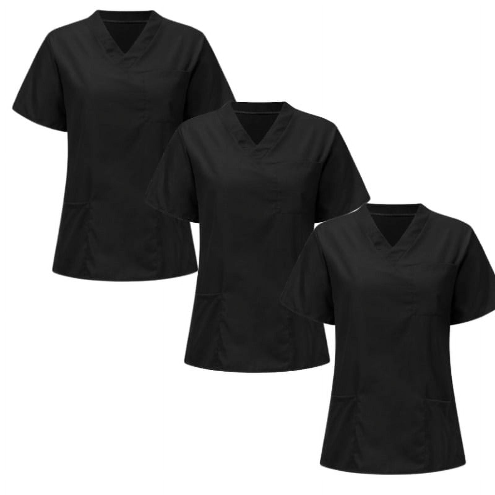 JULMCOMO Black Womens Scrubs Tops Clearance Fun Basic Color Graphic ...
