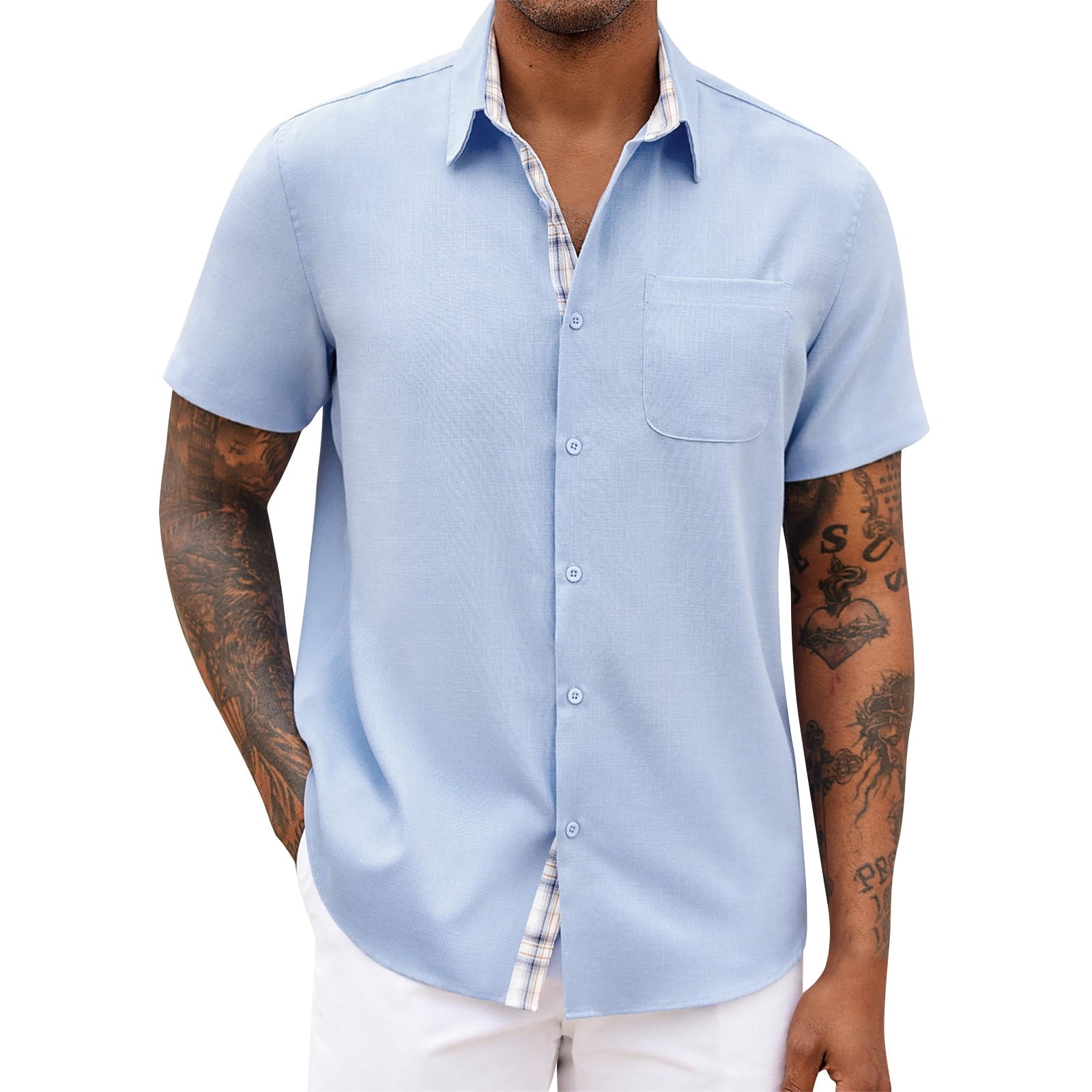 JULMCOMO Button up Shirts for Men Beach Summer Loose Fit Button Down ...