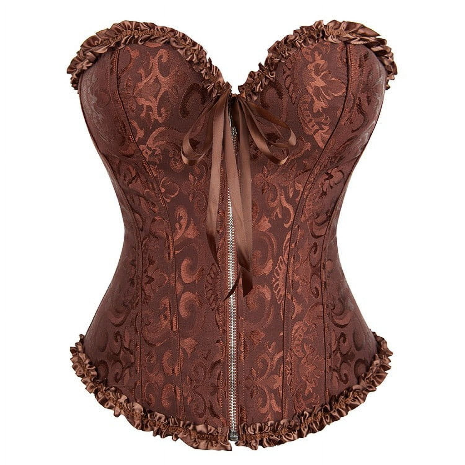 JULMCOMO Coffee Corset Top Bustier Shapewear Lingeri Push Up Bodysuit ...
