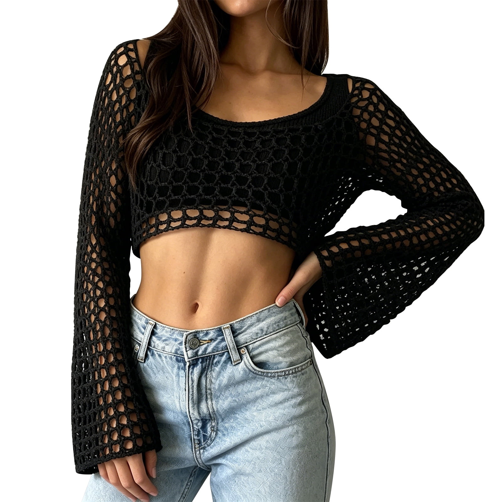 JULMCOMO Crochet Beach Cover Ups for Women Mesh Knit Hollow Out Long ...