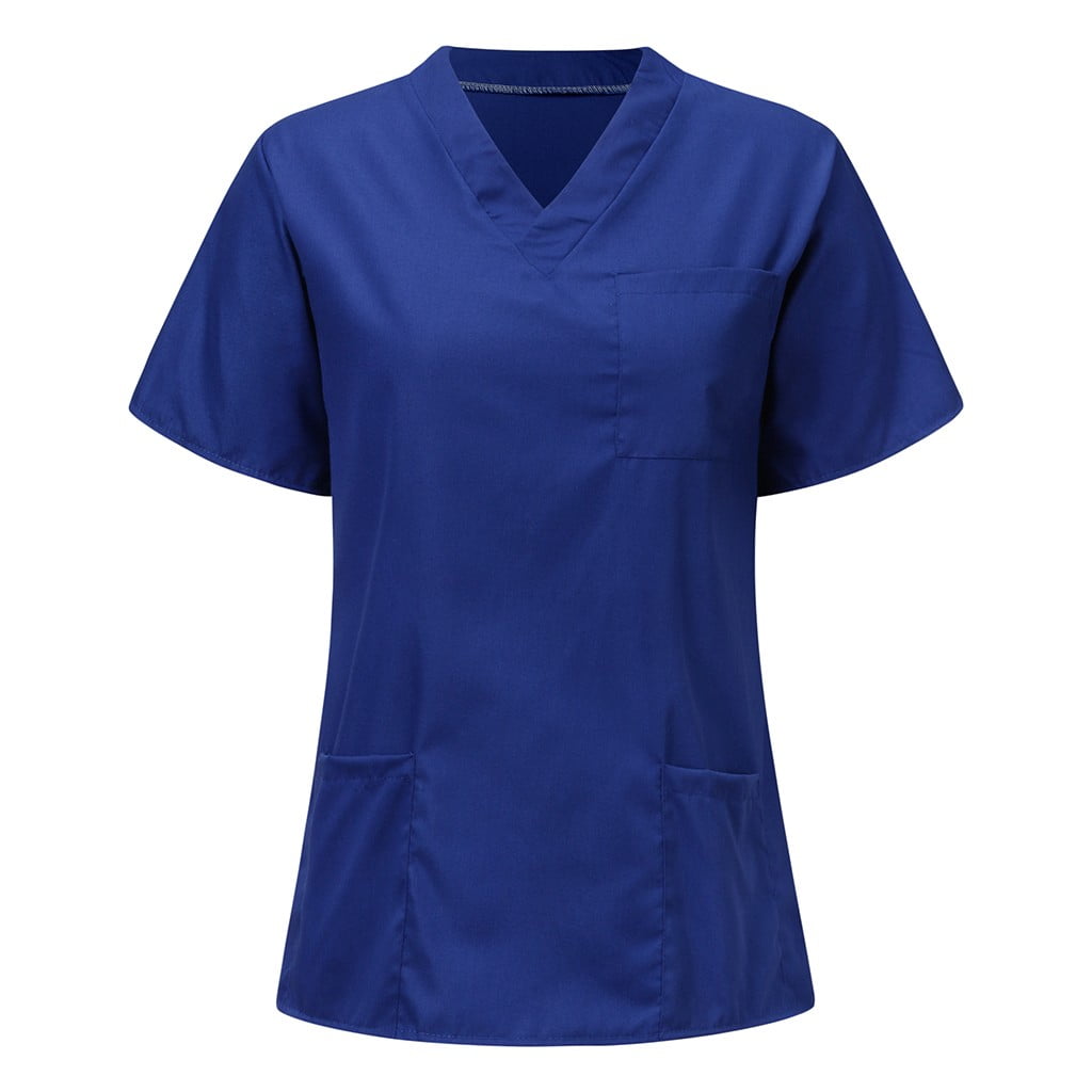 JULMCOMO Dark Blue Scrub Tops Women Clearance Professional Basic Color ...