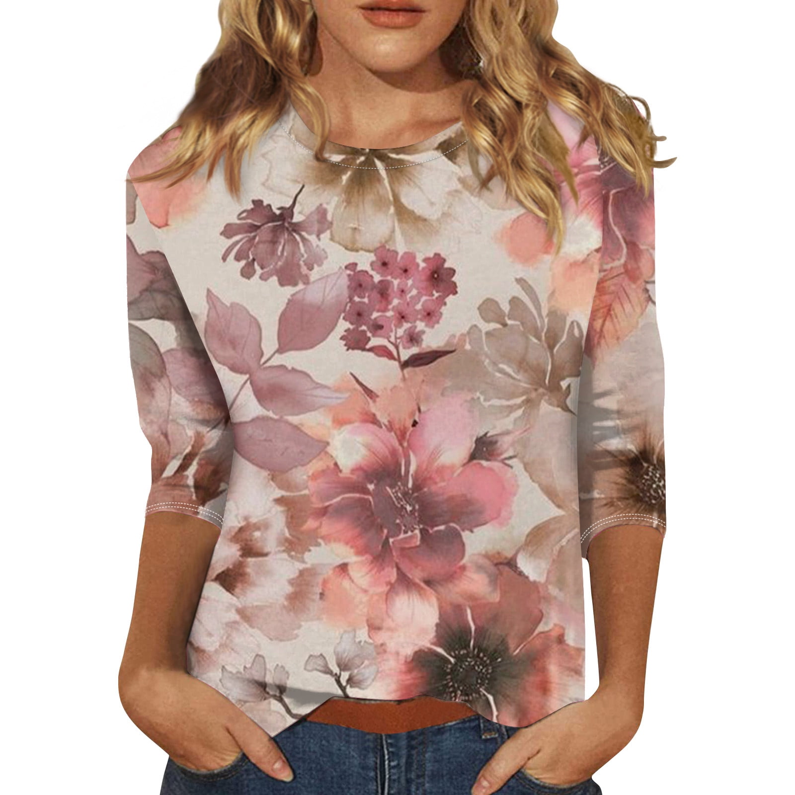 JULMCOMO Elbow Length Blouses for Women Dressy Casua Summer Round Neck T Shirts Casual Comfy ...