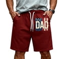 JULMCOMO Father's Day Men's Shorts DAD Letters Drawstring Stars Stripes ...