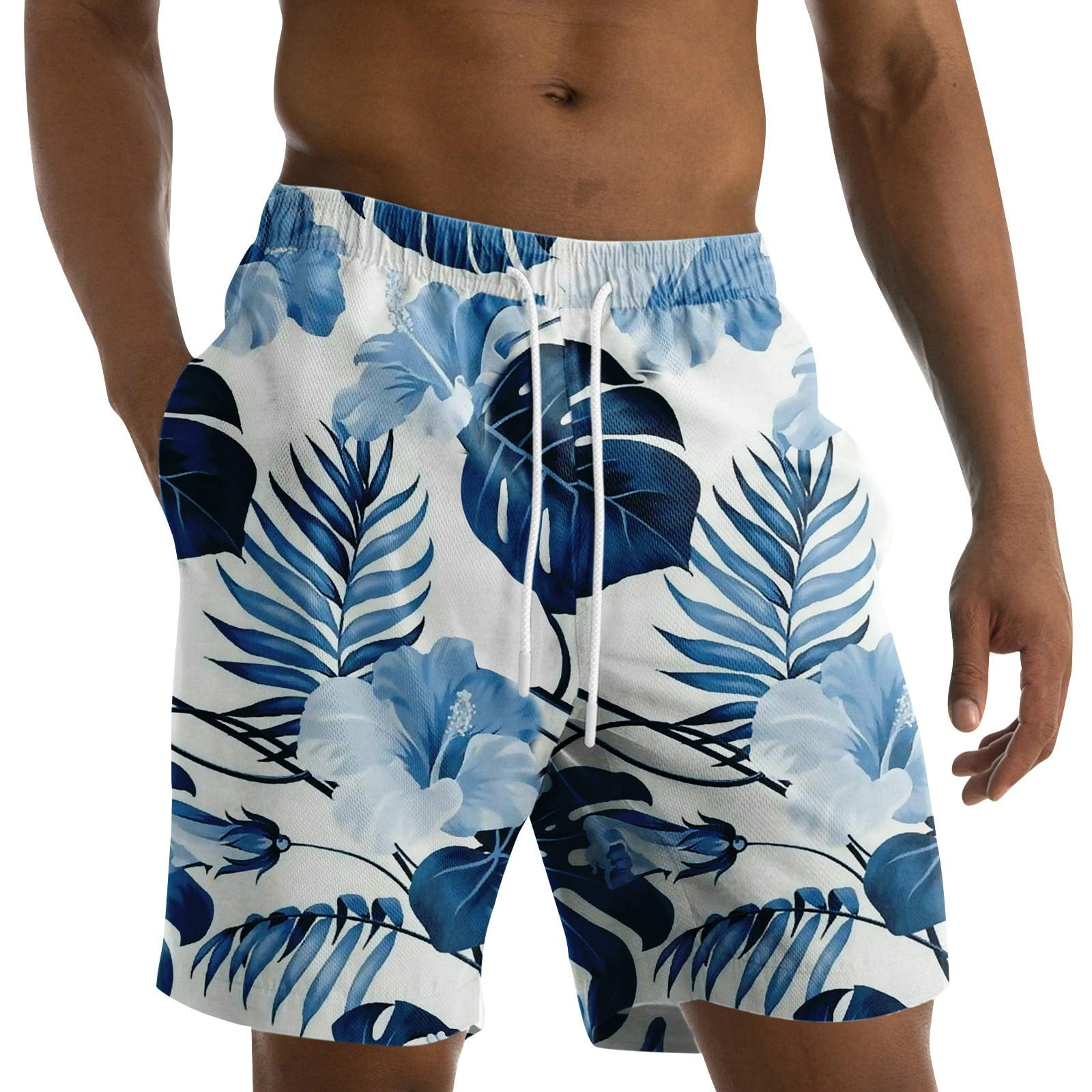 Julmcomo Hawaiian Beach Shorts For Men Drawstring Elastic Waist Lounge