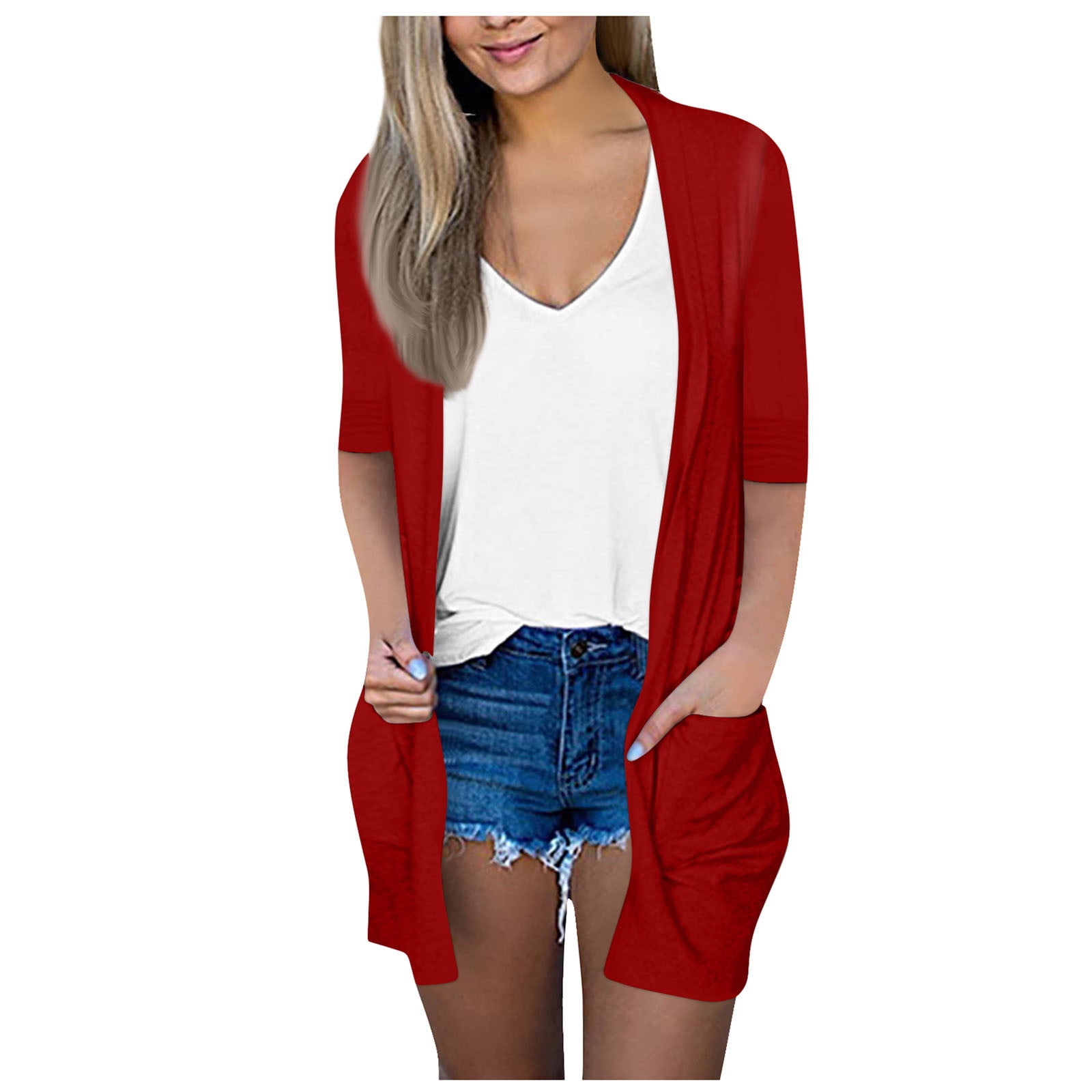 JULMCOMO Lightweight Cardigans for Women 3/4 Sleeve Plus Size ...